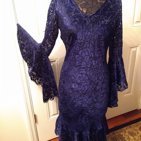 Vintage | Dresses | Vintage 99s Taissa Lada Purple Blue Velvet Burnout ...